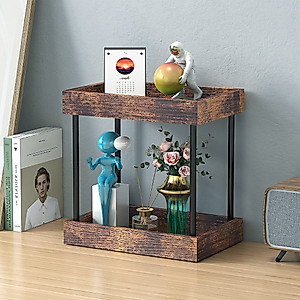 SANRETAHO Bathroom Organizer Countertop, 2 Tier Wood Bathroom Counter Shelf, Cosmetic Storage Vanity Organizer, Coffee Station Organizers, Kitchen Spice Rack