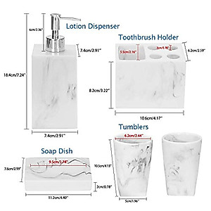 Set of 2, Bathroom Accessories Set，Marble Look Bathroom Sets for Counter Top Restroom Apartment Decor Stuff, Imitated Resin Kits, Gift for Women and Men