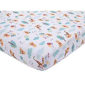 Disney Winnie The Pooh First Best Friend 4 Piece Nursery Crib Bedding Set, Aqua/Grey/White/Red, 4 Piece Set (Pack of 1)