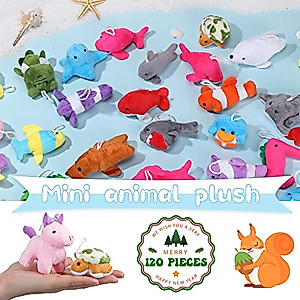 HyDren 120 Pcs Mini Animal Plush Toys Party Favors Small Stuffed Animals Bulk Cute Jungle Sea Animal Toy Keychain Decoration Birthday Party, Christmas, Classroom Prize, Teacher Student Award, Gift