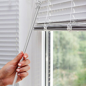 Blinds Stick Hook 24inch Transparent Fiberglass Blind Wand, Long Vertical Blinds Replacement Parts Blinds Stick with Hook and Handle Blind Tilt Wand