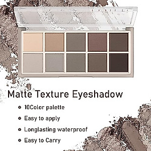 10 Colors Eyeshadow Palette-Matte Naked High Pigmented Eye Shadow,Naturing-Looking, Waterproof&Long Lasting Neutral Cream Korean Makeup Eye Shadow Palette for Older Women (Cement Color)