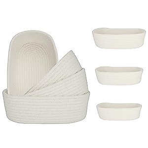 Oungy 3 PCS Rope Baskets Natural Cotton Rope Woven Baskets for Organizing Nursery Storage Basket Natural Woven Gift Basket Empty Soft Storage Baskets Cat Dog Toy Baskets, Off White