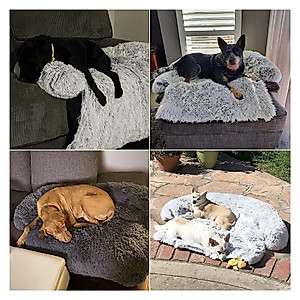 ITOMEN Pet Bed Plush Dog Sofa Bed Washable Calming Dog Beds Large Dogs Cushion Pet Kennel Mat Comfort (Color : Pink, Size : 90x80x13CM)