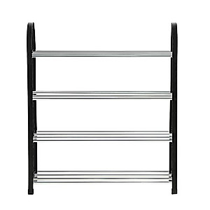 Biitfuu 4 Tiers Shoe Racks, Standing Shoe Rack Slippers Shelf Plastic Aluminum Large Capacity Slim Shoe Organizer