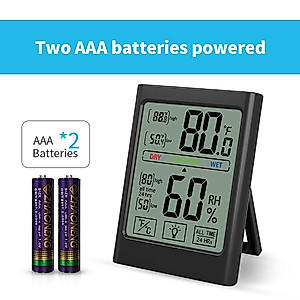 Digital Hygrometer Indoor Thermometer Humidity Meter Room Thermometer with Temperature and Humidity Monitor (Black)
