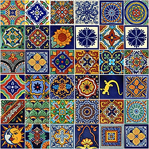 COLOR Y TRADICIÓN Mexican Tiles 4x4 Handpainted Hundred Pieces Assorted Designs