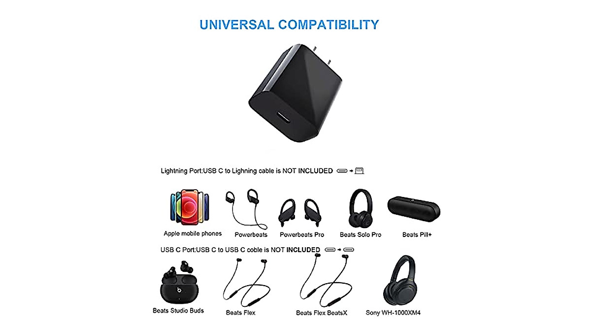20W USB-C Fast Charger Adapter for Beats Studio Buds/Flex/Fit Pro