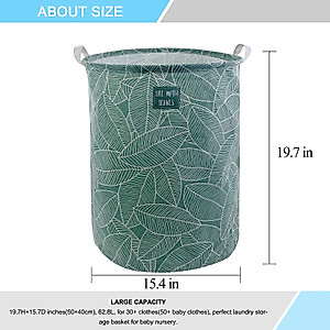 Mziart Large Foldable Laundry Basket Organizer, Collapsible Laundry Hamper Fabric Clothes Toy Storage Basket Nursery Hamper Storage Bin for Household Bedroom, Bathroom, College Dorm (Big White Leaf)