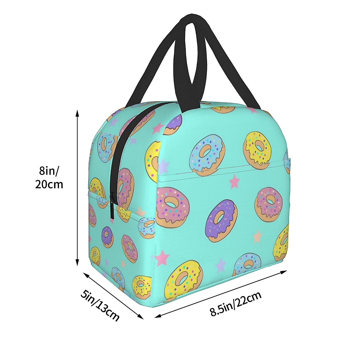 Donut Lunch Box Insulated Lunch Boxes Waterproof Lunch Bag Reusable Lunch Tote With Front Pocket For School Office Picnic