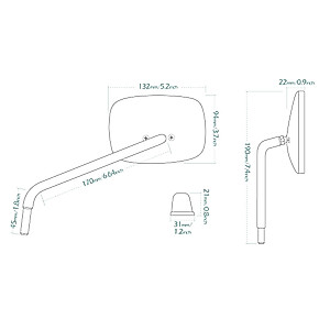 KiWAV Motorcycle OEM Replacement Mirror FA265 compatible for PIAGGIO Vespa S 50 125 150 Left Hand x 1