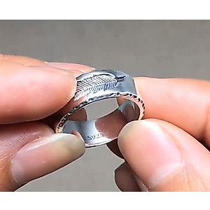 Silver Feather Ring Men Women Sterling Silver, native america indian jewelry, native american ring (8)