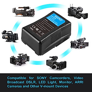 KUNLUN 220Wh 15000mAh V Mount Battery/Dtap Battery with D-TAP DC USB Ports V Lock Battery for Sony Video Cameras Camcorders Broadcast LED Lights Monitors Replacement Brick for DSLR