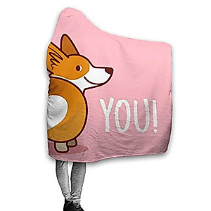 Cute Smiling Welsh Corgi Dog Hoodie Blanket Wearable Throw Blankets for Couch Blanket Hooded for Baby Kids Men Women