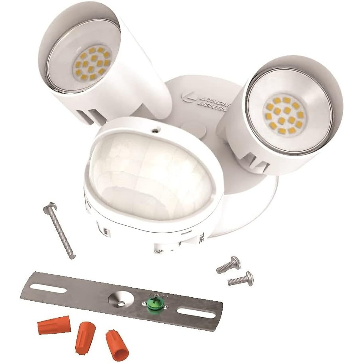 Lithonia Lighting HGX LED 2RH 40K 120 MO WH M2 HomeGuard Security Flood Lights, 4000 Lumens, 2-Light, Photocell Sensor and Motion Detection, White