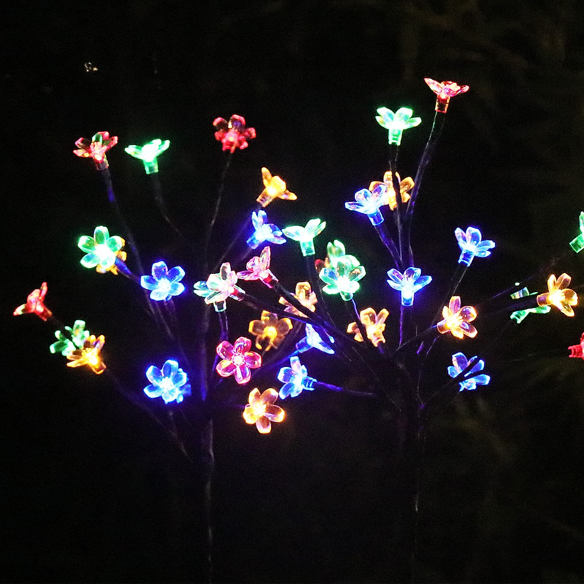 Solar Garden Tree Lights Outdoor Decoration - 2 Pack Solar Flower Lights with 40 Cute Fairy Christmas Leds ,Rechargeable Solar Powered Landscape Decorative Lights for Yard, Lawn, Walkway, Home Decor