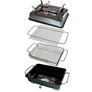 Raptor Grilling - Optimized Portable Charcoal Grill Smoker - Barbecue for Camping, Tailgating & Travel – Go Anywhere With This Tabletop Outdoor BBQ Cooker and Char-Grill, Broil, Smoke or Hibachi-BLACK