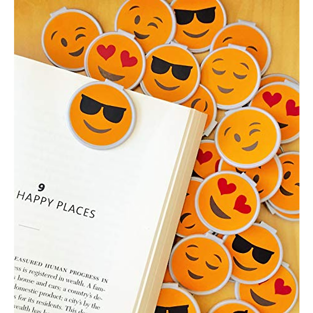 Emoticon Clip Over The Page Bookmarks - 36 Bulk Bookmarks for Kids Girl’s Boys- School Student Incentives – Library incentives – Reading Incentives - Party Favor Prizes - Classroom Reading Awards!