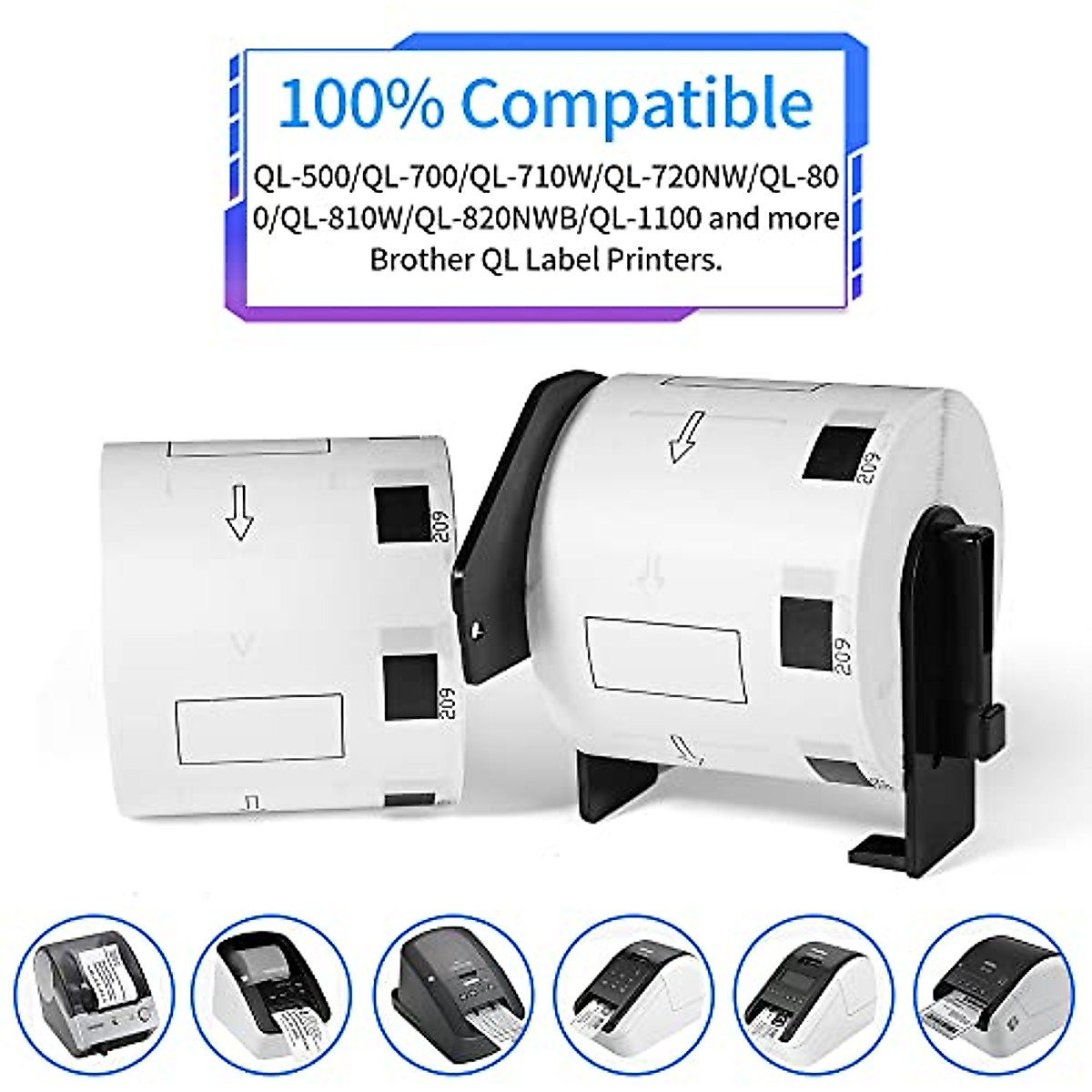 16 Rolls + 2 Frame, MarkDomain CompatibleDK-2251 Continuous Black/Red Label on White Papers 2.4in x 50ft and Brother DK-1209 1.1 in x 2.4 in(62mm x 29mm) with Brother QL Label Printers