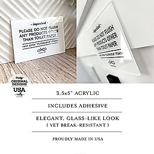 3.5x5 Inch Do Not Flush Rules Bathroom Sign ~ Ready to Stick ~ Premium Finish, Durable