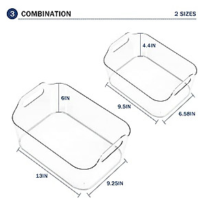 Clear Storage Bins for Organizing,3 Pack Large Size Kitchen Plastic Bin,Multi-Use Organizer Bins for Pantry/Home/Bathroom/refrigerator/Cabinet,The SOHO Collection with handles Stackable container