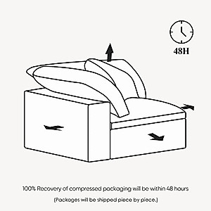 cebihy Cloud Couch Middle Module for Modular Sectional Sofa, Customizable Modern Cotton Linen Armless Chair, Cushion Covers Removable, Convertible Sectional Modular Sofa for Living Room, Blue