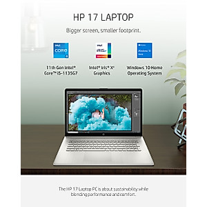 HP 17 Laptop, 11th Gen Intel Core i5-1135G7, 8 GB RAM, 256 GB SSD Storage, 17.3-inch HD+ Display, Windows 10 Home, Anti-glare Screen, Long Battery Life, Web-cam & Dual Mics (17-cn0021nr, 2021)