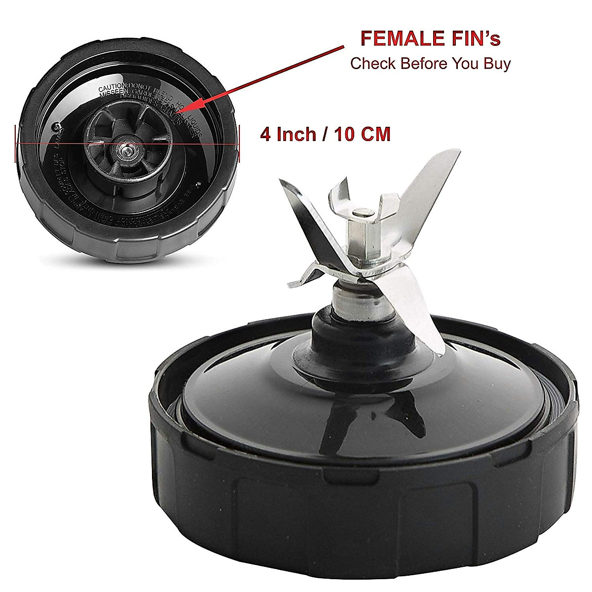 NLSD Ninja Blender Replacement Parts Ninja Bottom Blade 6 Fins for Nutri Ninja Auto iQ BL480 BL480D BL482 BL456 Blenders (FEMALE FINS ONLY) (1 Pack)