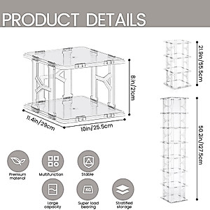 KALYLOC Shoe Storage for Closet, Plastic Vertical Shoe Organizer, Small Cubby Free Standing Shoe Shelves for Entryway Stackable Shoe Tower Space Saver (Clean 14 tier)