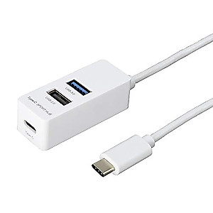 Digio2 Z4077 Type-C USB3.0+2.0 3-Port Hub, 47.2 inches (120 cm), White