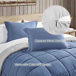 satisomnia Twin Comforter Set Blue, Lightweight Comforters Twin Size Bed, Soft Breathable Down Alternative Bed Comforter Set, Reversible All Season 2Pcs Twin XL Bedding Set with 1 Pillow Sham