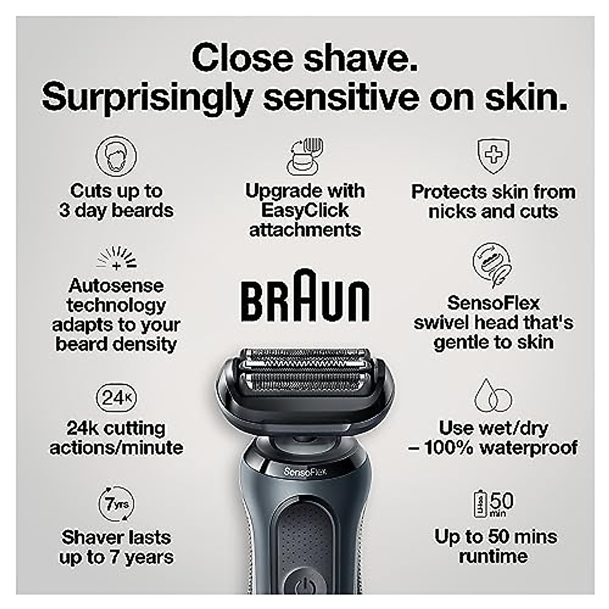 Braun Series 6 6046cs Electric Razor for Men, Wet & Dry, Electric Razor, Rechargeable, Cordless Foil Shaver with Charging Stand, Travel Case and Precision Trimmer, Black