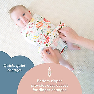SleepingBaby Zippy Swaddle - Baby Swaddle Blanket with Convenient Bottom Zipper - Pink Poppy - Small/Medium