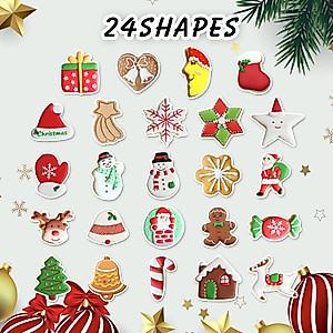 24PCS Christmas Cookie Cutter Set, Stainless Steel Xmas Biscuit Cutter Mold, DIY Baking Pastry Tool Small Biscuit Mold, Snowman Christmas Tree Gingerbread Man Snowflake Candy & More Shapes for Baking