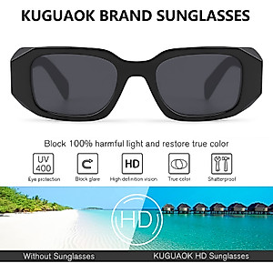 KUGUAOK Trendy Rectangle Sunglasses for Women 90s Retro Style Sun Glasses Outdoor Travel 100% UV Protection Goggles