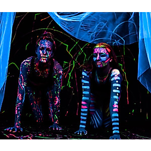 Midnight Glo Black Light Face and Body Paint (Set of 8 Bottles 0.75 oz. Each) - Neon Fluorescent Paint Safe On Skin, Washable, Non-Toxic