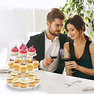 3 Tiers Round Cupcake Stand, Acrylic Cake Tower Stand Holder Macaron Display Rack Cookie Candy Buffet Desserts Platter with Base for Baby Shower, Birthday Party, Wedding, Party (3-Tiers with Base)