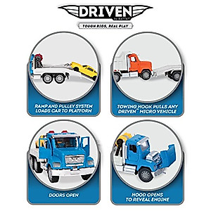 Driven by Battat – Toy Tow Truck For Kids – City Vehicle Toy – Lights & Sounds – Movable Parts – 3 Years + – Micro Tow Truck