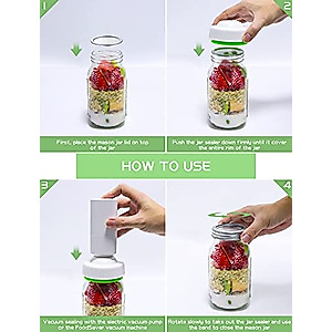 Hurrikane Mason Jar Vacuum Sealer Kit, Jar Sealer for Food Storage with Mason Jar Kit and Electric Vacuum Pump, Compatible with Foodsaver Vacuum Sealer Machine, Suitable for Regular and Wide Mouth Mason Jars