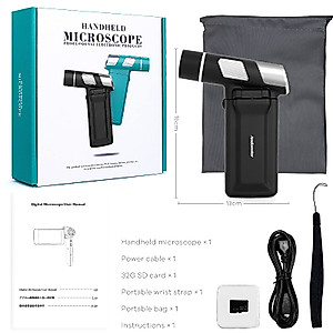 Andonstar AD203 Handheld Digital Microscope, 1080P FHD Portable Pocket Microscope, USB Microscope Camera for Kids Adults, 4'' Rotatable Screen, Coin Electronic Magnifier, Windows Compatible, 32GB