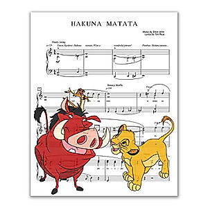 Lion King Song Photos - Set of 4 (8 inches x 10 inches) Music Sheet Poster Prints - Simba Nala Pumbaa Timon