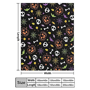 Halloween Blanket Pumpkin Throw Blankets Gifts for Kdis Adult Soft Flannel Lightweight Blanket Gift for Adult Mens Womens Decor for Bed Sof 60"x80"