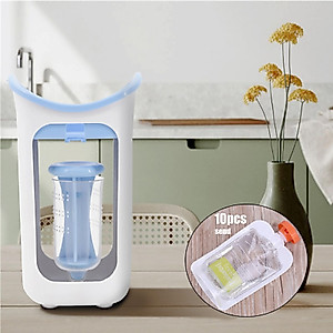 Fruit Puree Squeezer with 10 Squeeze Pouches DIY Squeeze Station for food(blue)