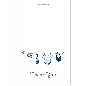 MyExpression 50 Cnt Hanging Baby Boy Cloth Baby Thank You Cards