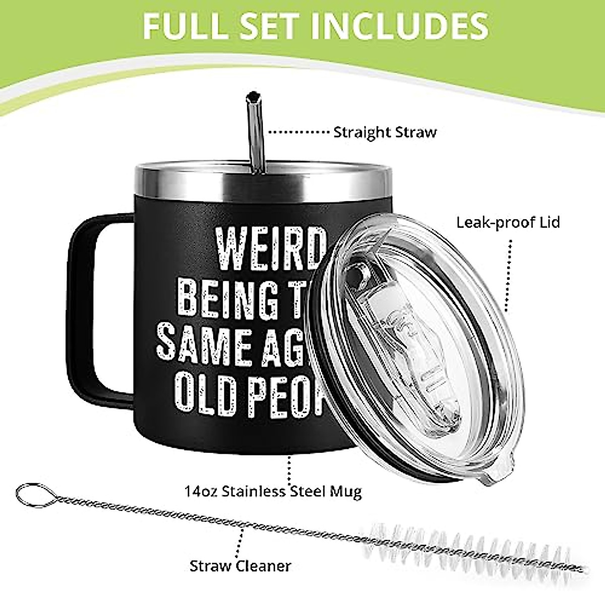 Birthday Gifts for Men Women - 14oz Coffee Tumbler Mug - Unique Funny Gift Ideas for Grandpa Dad Father Husband Him 30th 40th 50th 60th 70th 80th from Daughter Son Friends
