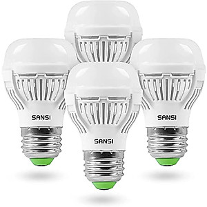 SANSI 60W Equivalent LED Light Bulbs, 22-Year Lifetime, 4 Pack 900 Lumens LED Bulbs with Ceramic Technology, 5000K Daylight 9W Non-Dimmable, E26, A15 Efficient & Safe Energy Saving for Home Lighting