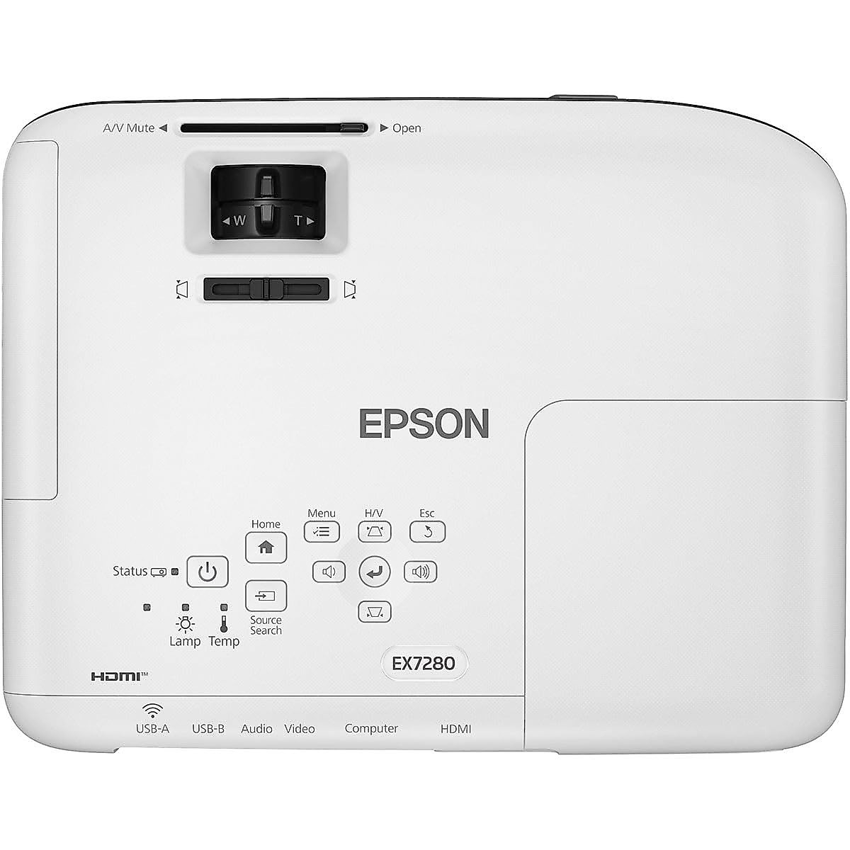 Epson Pro EX7280 3-Chip 3LCD WXGA Projector, 4,000 Lumens Color Brightness, 4,000 Lumens White Brightness, HDMI, Built-in Speaker, 16,000:1 Contrast Ratio (Renewed)