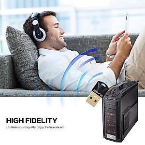 USB Bluetooth 5.0 Adapter Dongle,Wireless Bluetooth Transmitter Receiver for PC Laptop Computer Desktop Stereo Music Skype Call Keyboard Mouse Support All Windows 10/8 / 8.1/7