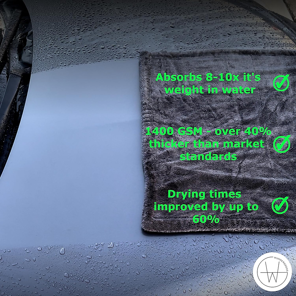 Extra Large Premium Microfiber Towels for Car Detail Streak Free, Holds Up to 9 lbs, 1400 GSM Ultra Soft, Super Absorbent, Twisted Loop Design, One-Pass Auto Car Drying Towel, Trucks, SUVs, 24" x 36"