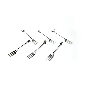 Rigeli Regent White Bronze plated Set of 6 Dessert Forks (Animals Design), Giftpacked 6Pcs Stainless Steel, Cocktail Forks, Small and Fruit Forks for Party, Hotel, Restaurant